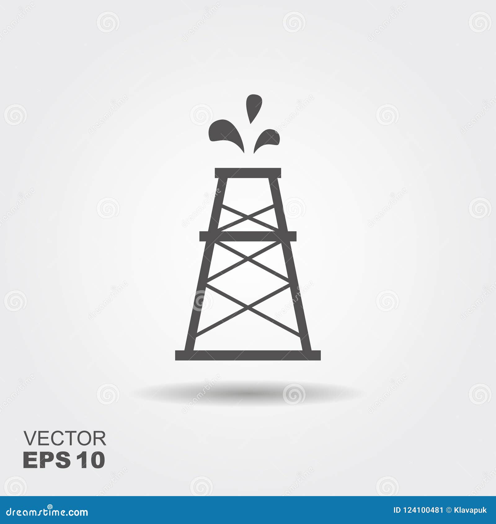 Oil Rig Vector. Flat Icon with Shadow Stock Vector - Illustration of ...