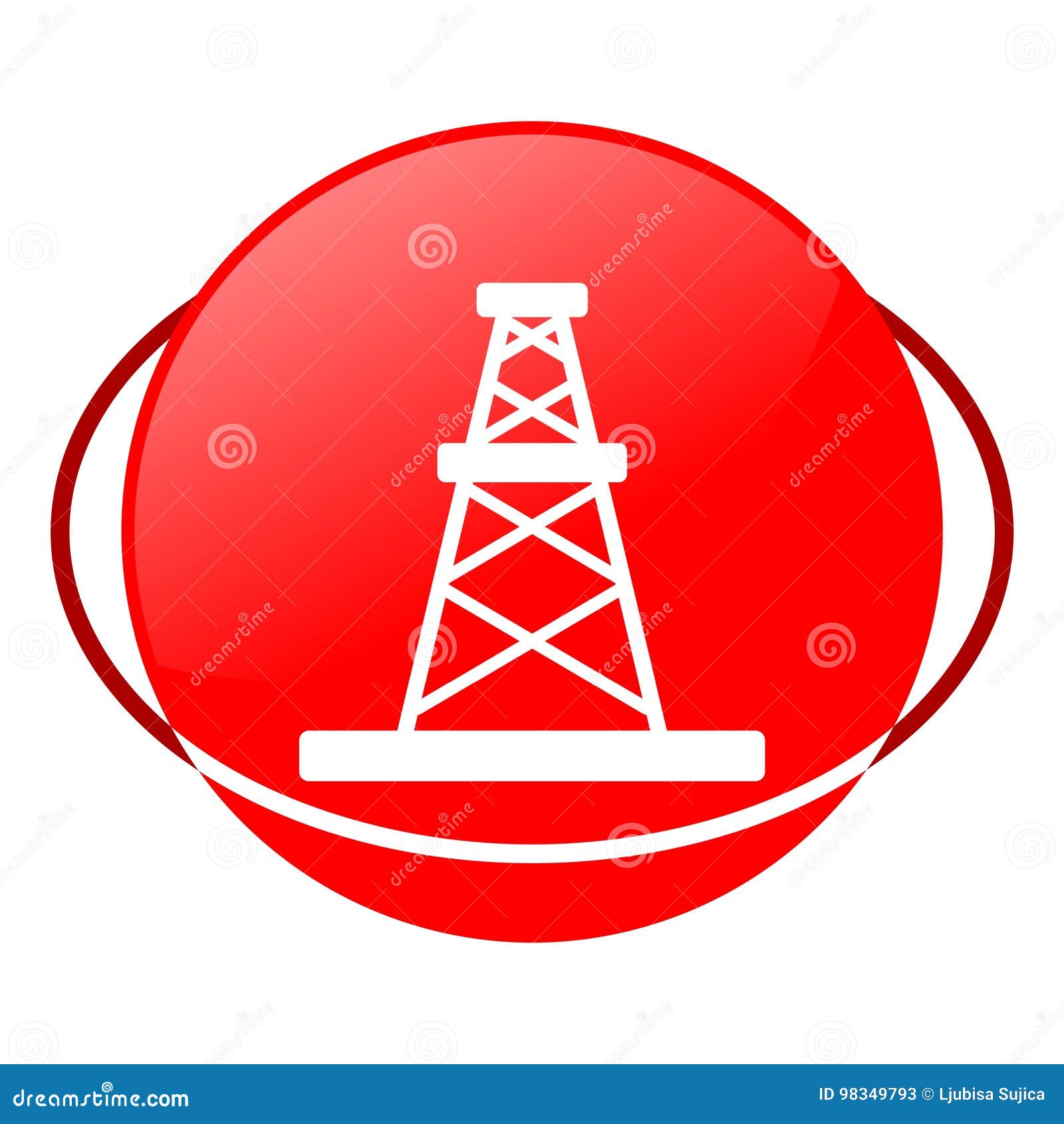 Oil Rig Vector Illustration, Red Icon Stock Vector - Illustration of ...