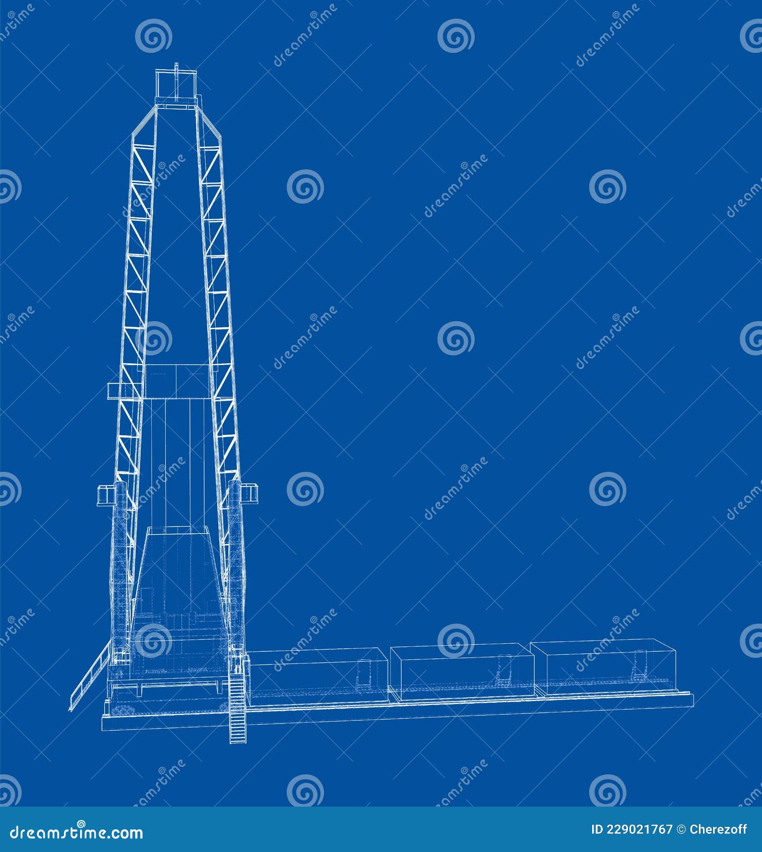 Oil Rig. Vector Rendering of 3d Stock Vector - Illustration of tower ...