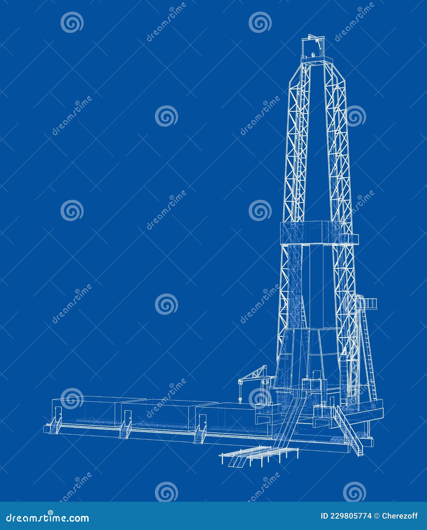 Oil Rig. Vector Rendering of 3d Stock Vector - Illustration of drill ...