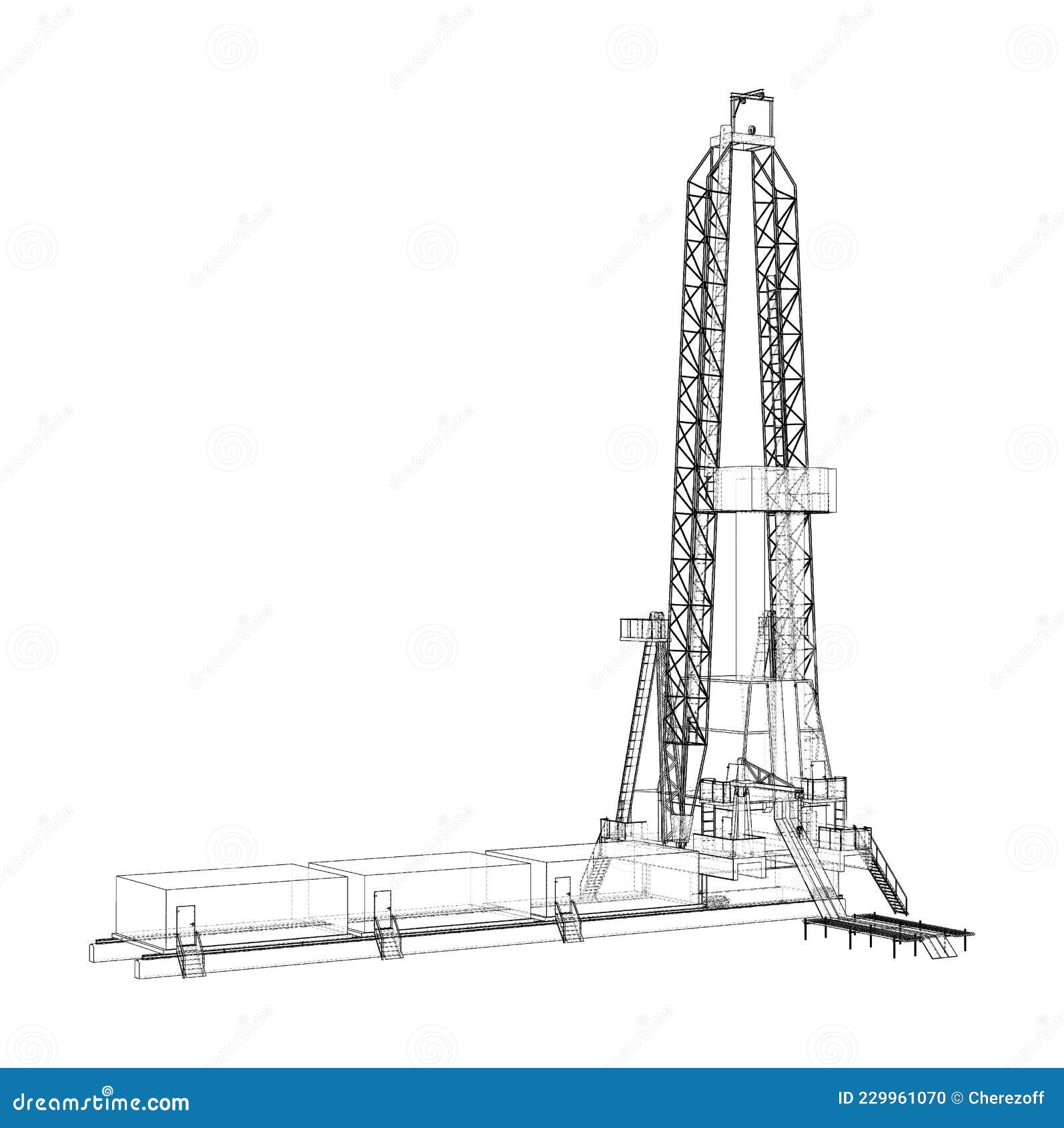 Oil Rig. Vector Rendering of 3d Stock Vector - Illustration of ...