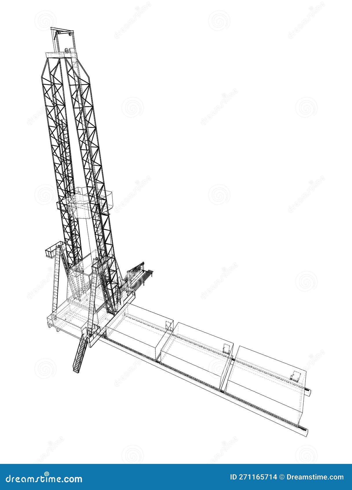 Oil rig. Wire-frame style stock illustration. Illustration of derrick ...