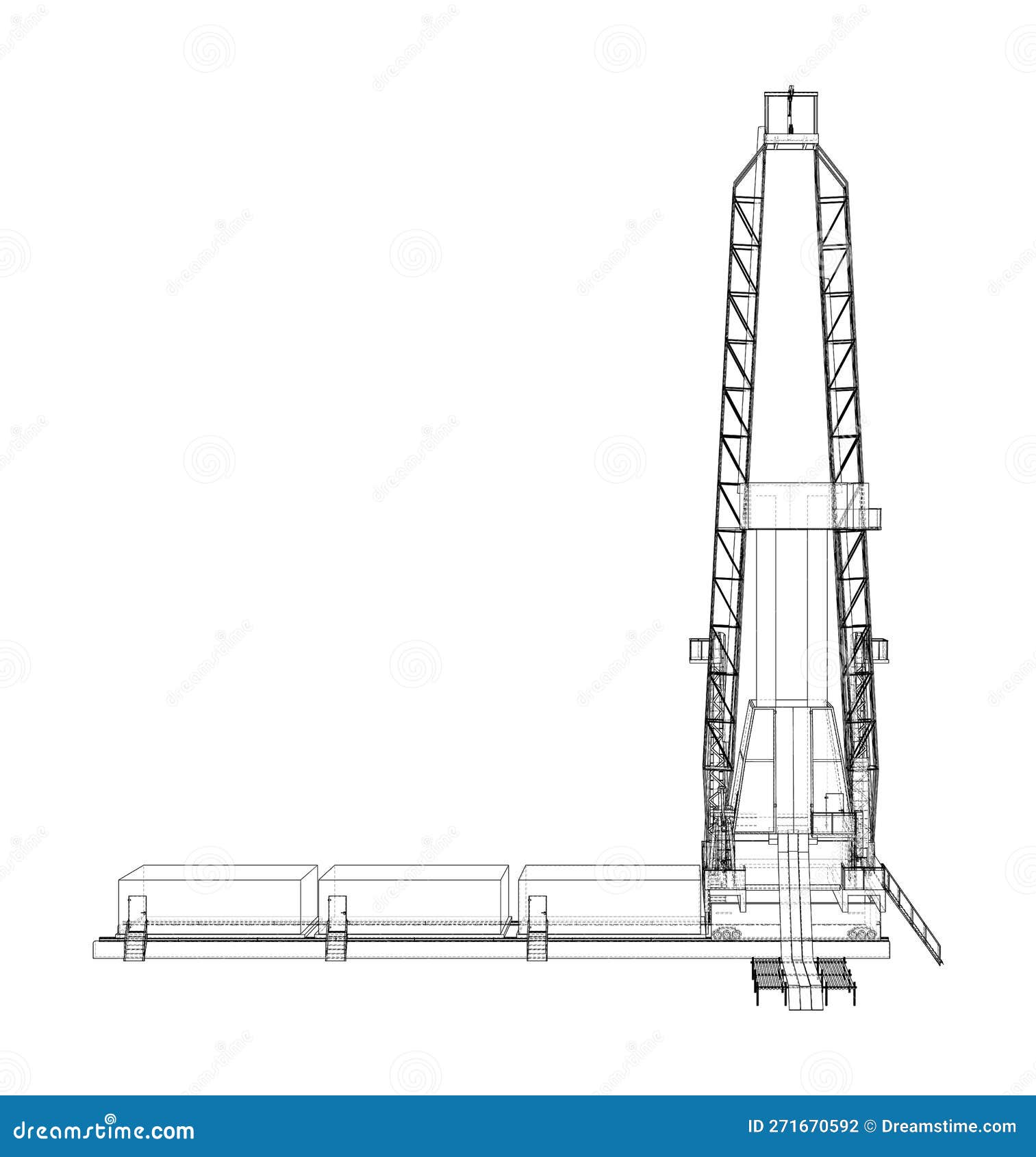 Oil rig. Wire-frame style stock illustration. Illustration of design ...