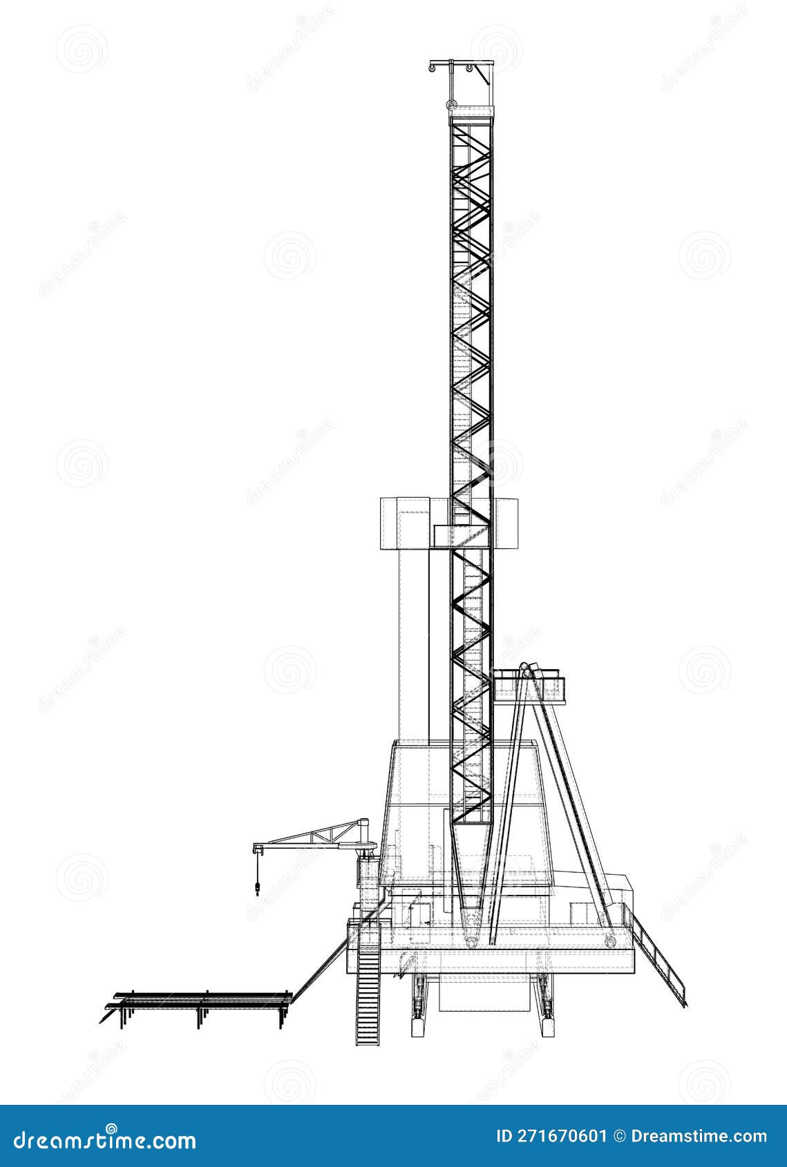 Oil rig. Wire-frame style stock illustration. Illustration of power ...