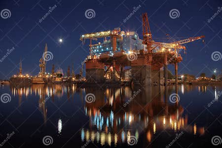 Oil rig in the yards stock image. Image of dock, equipment - 16607657