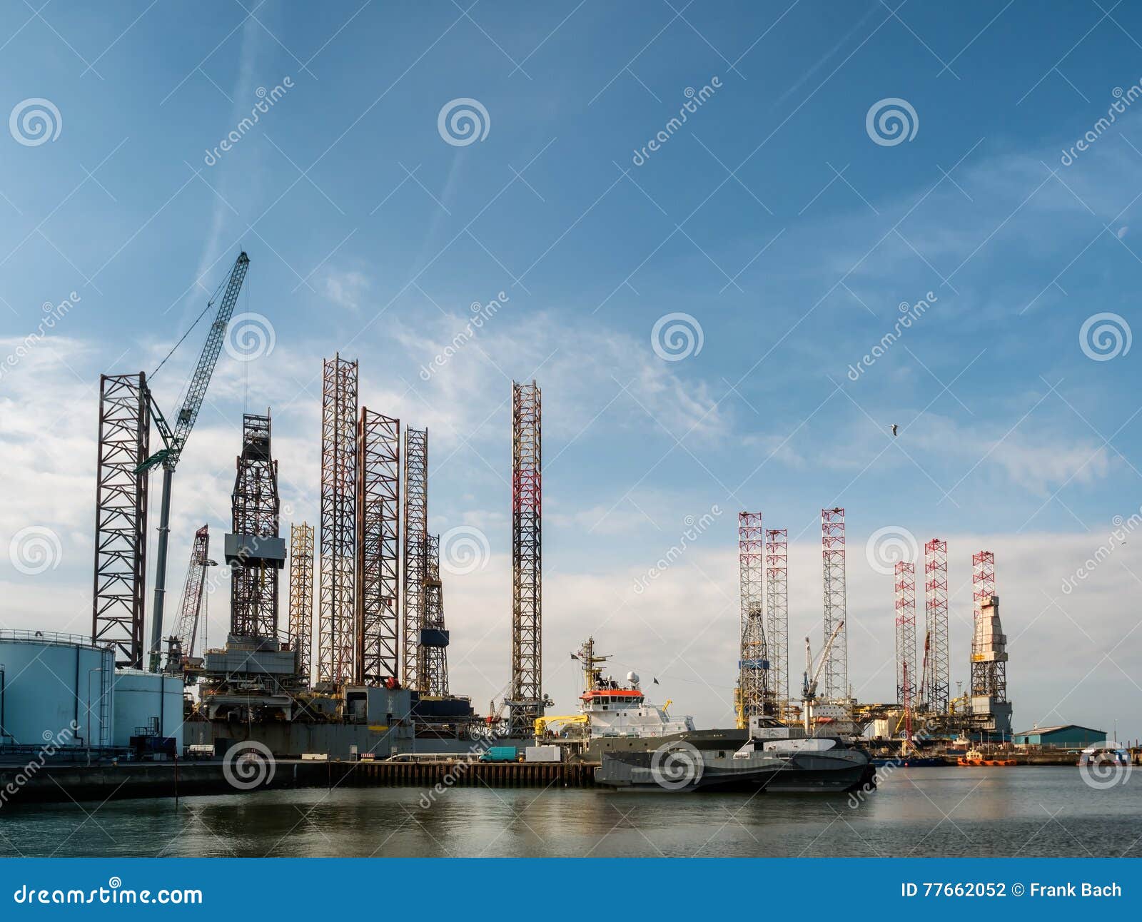 Oil Rigs in Esbjerg Harbor, Denmark Stock Photo - Image of jack, supply ...