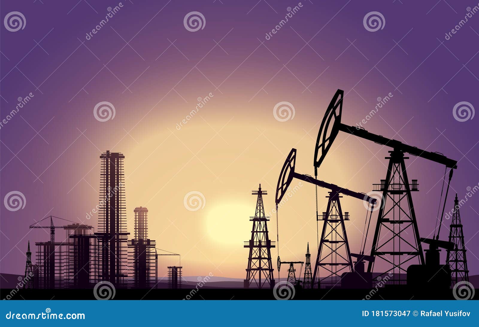 Oil rigs. Oil production stock vector. Illustration of plant - 181573047
