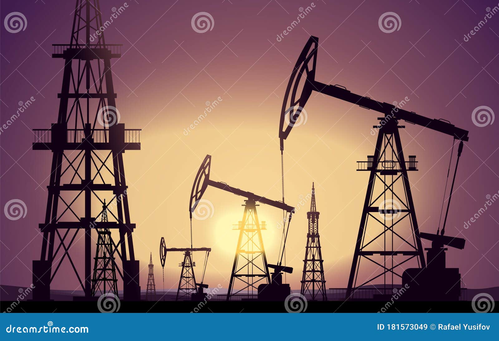 Oil rigs. Oil production stock vector. Illustration of drilling - 181573049