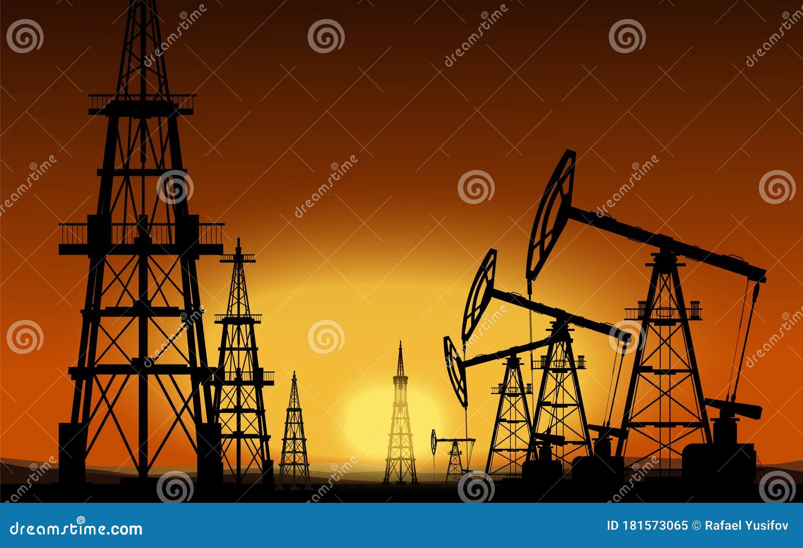 Oil rigs. Oil production stock vector. Illustration of gasoline - 181573065