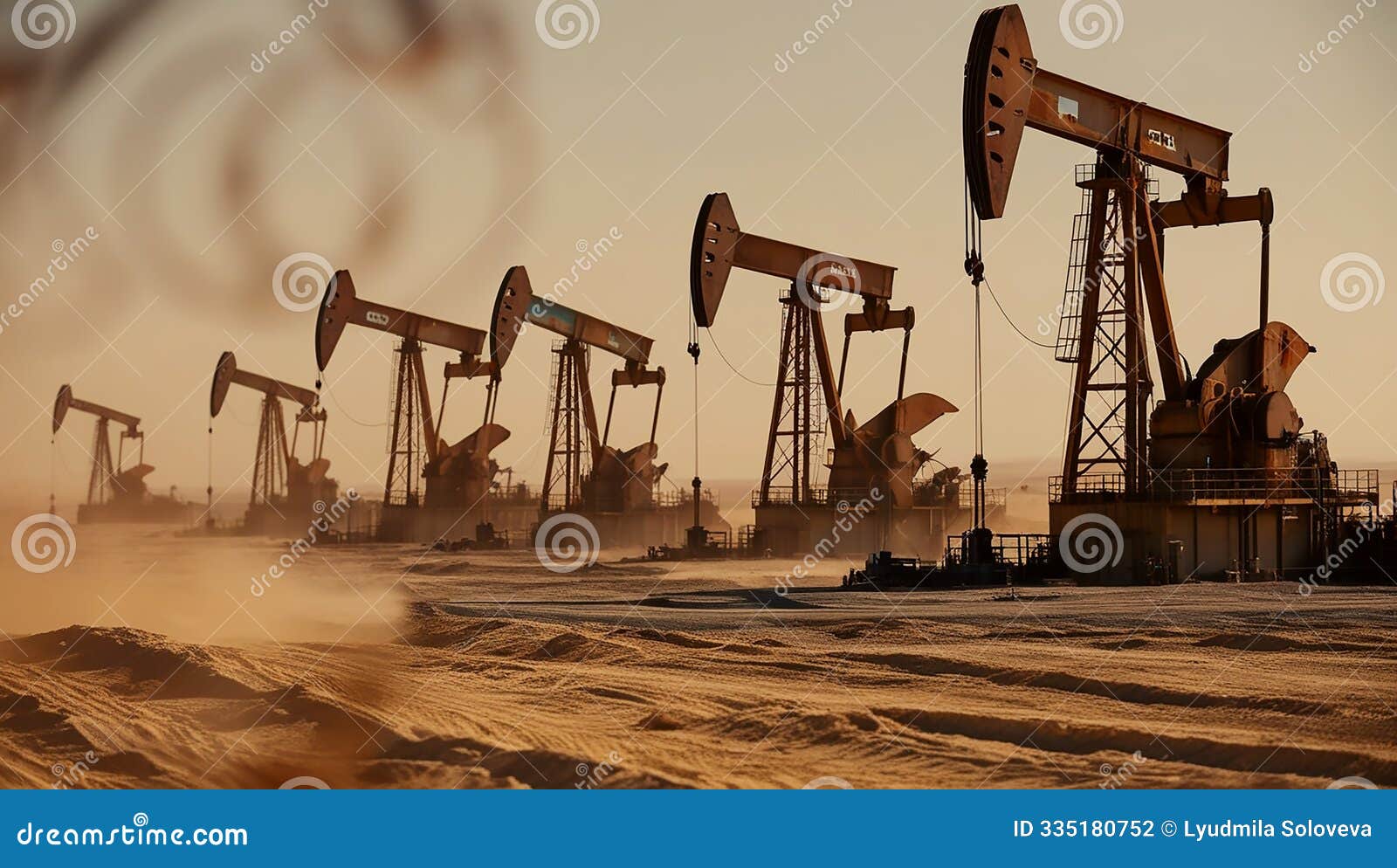 Oil Rigs Pumping Oil In The Desert. Oil Rig Pump Royalty-Free Stock ...