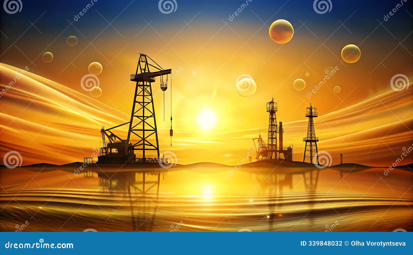 Oil Rigs At Sunset Royalty-Free Stock Photography | CartoonDealer.com ...