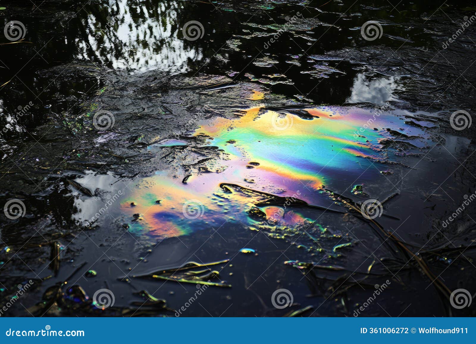 Oil Slick Iridescence, Reflecting Mesmerizing Rainbow Colors on a Dark ...