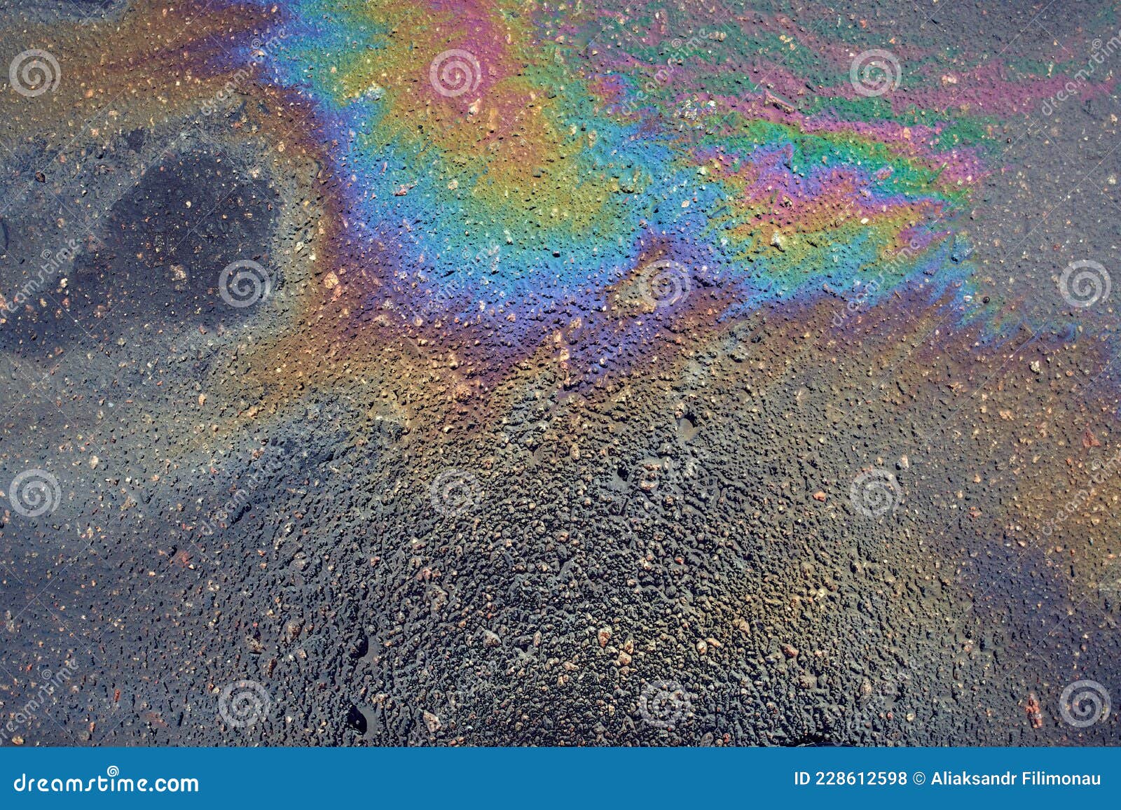 An Oil Slick on Wet Asphalt Surface. Stock Photo - Image of reflection ...