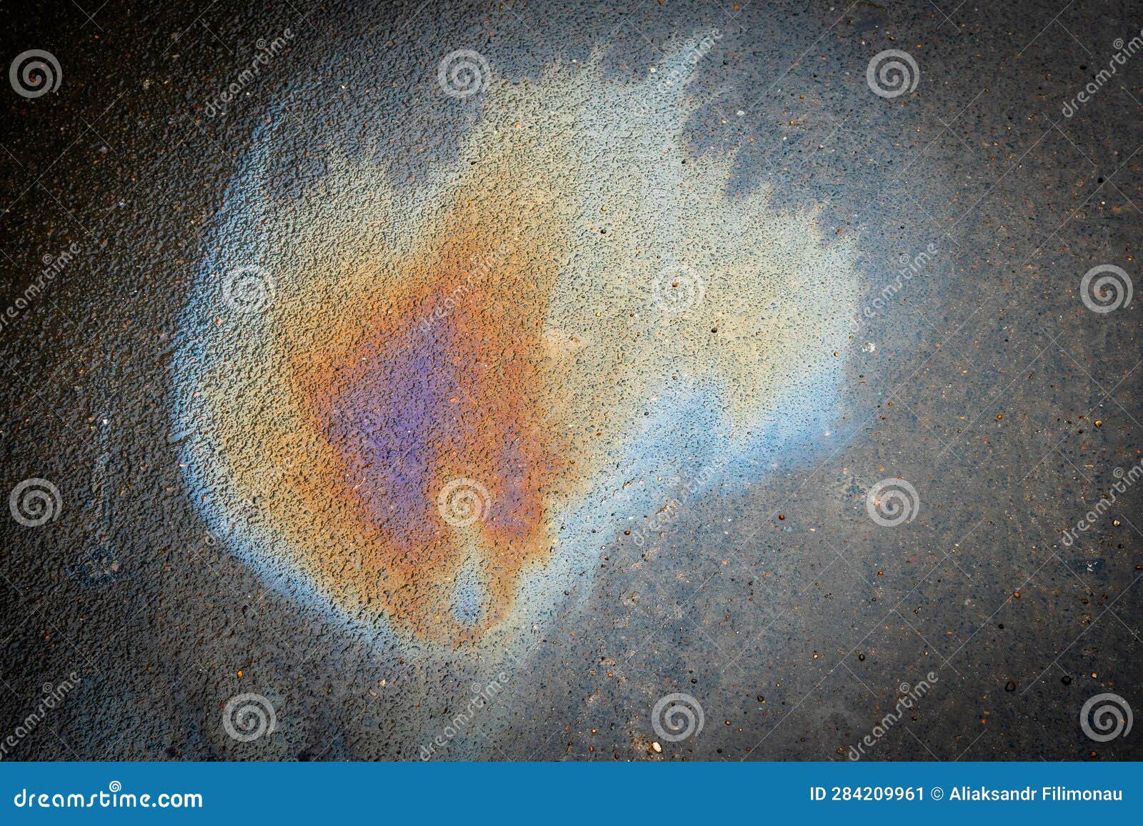 Oil Spill on Asphalt in the Form of a Stain Stock Image - Image of ...