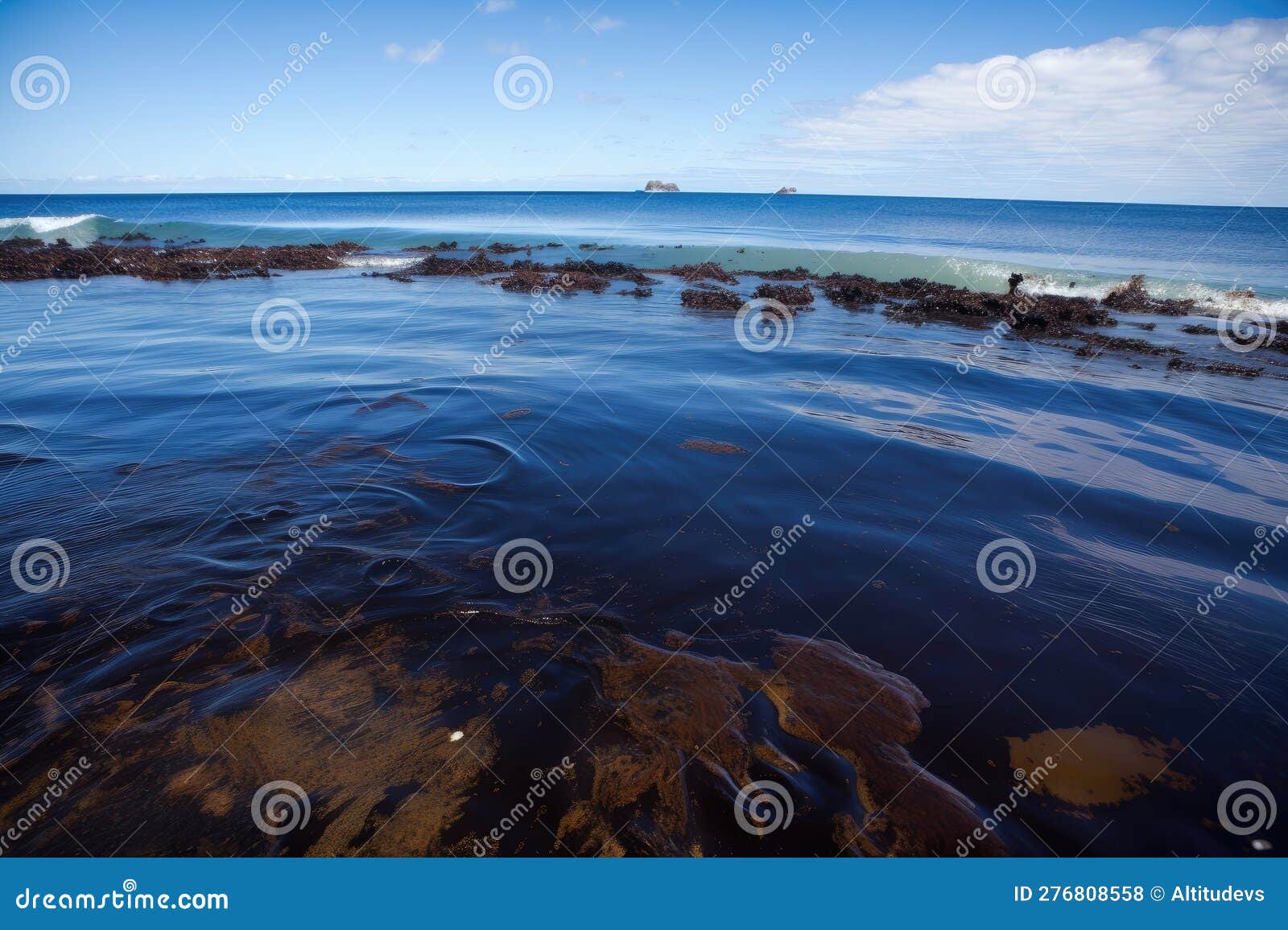Oil Spill Covers the Surface of the Ocean, Creating Slick and Toxic ...