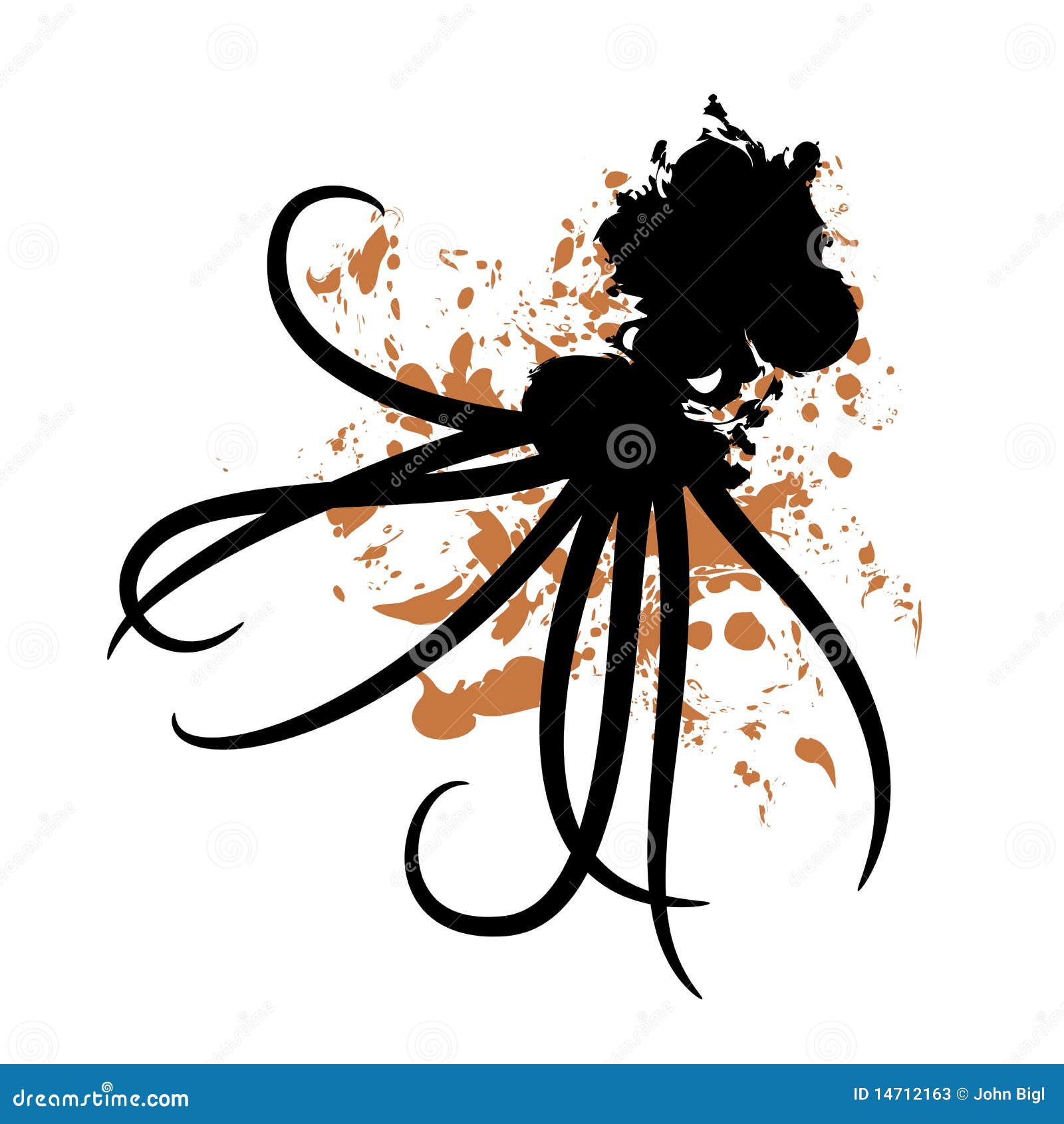 Oil Spill Octopus At Sea Vector Illustration | CartoonDealer.com #14712148