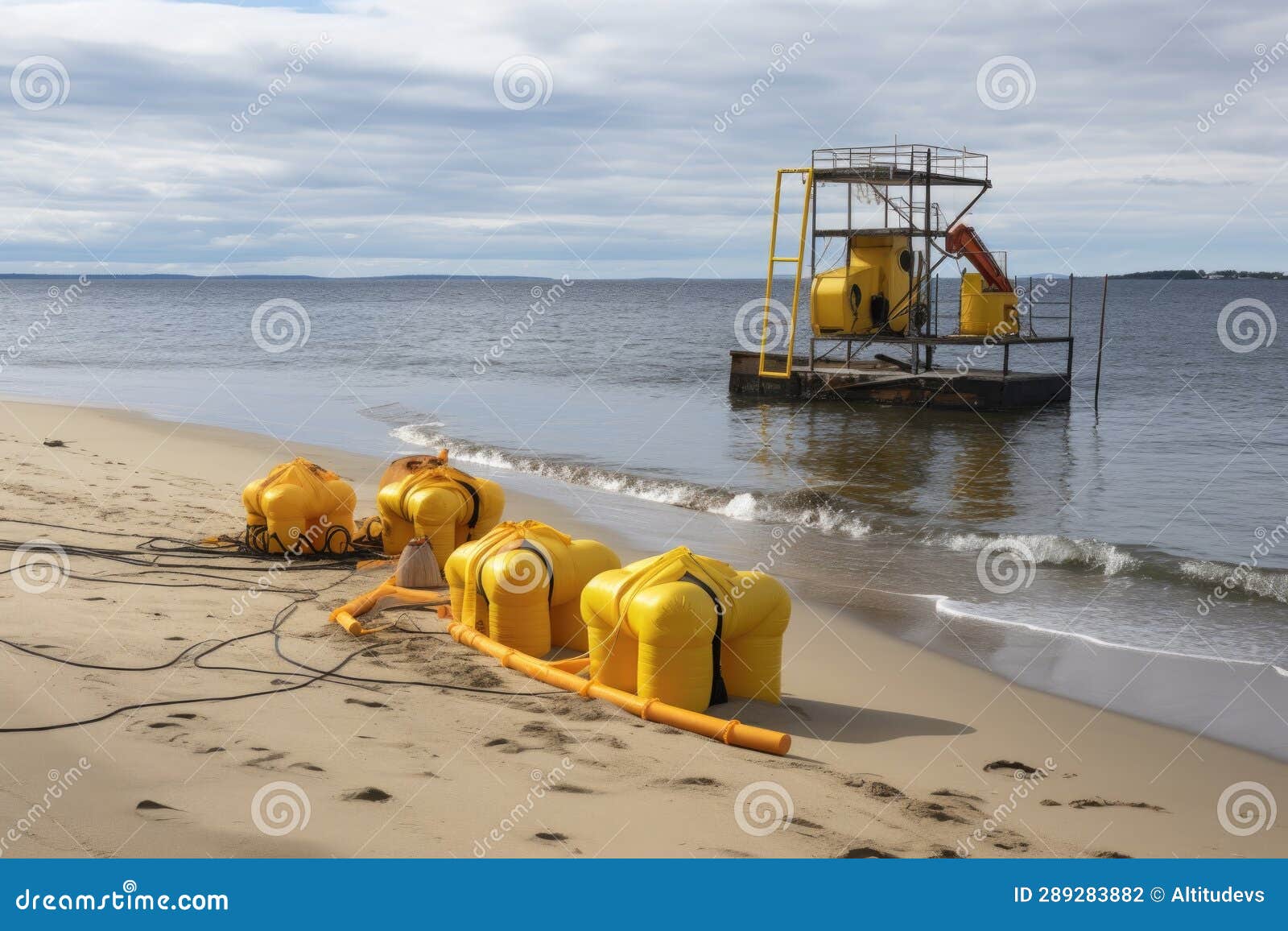 Oil Spill Response Equipment on a Beach Stock Photo - Image of ...