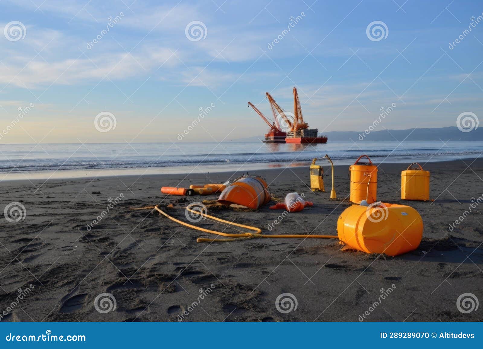 Oil Spill Response Equipment on a Beach Stock Photo - Image of response ...