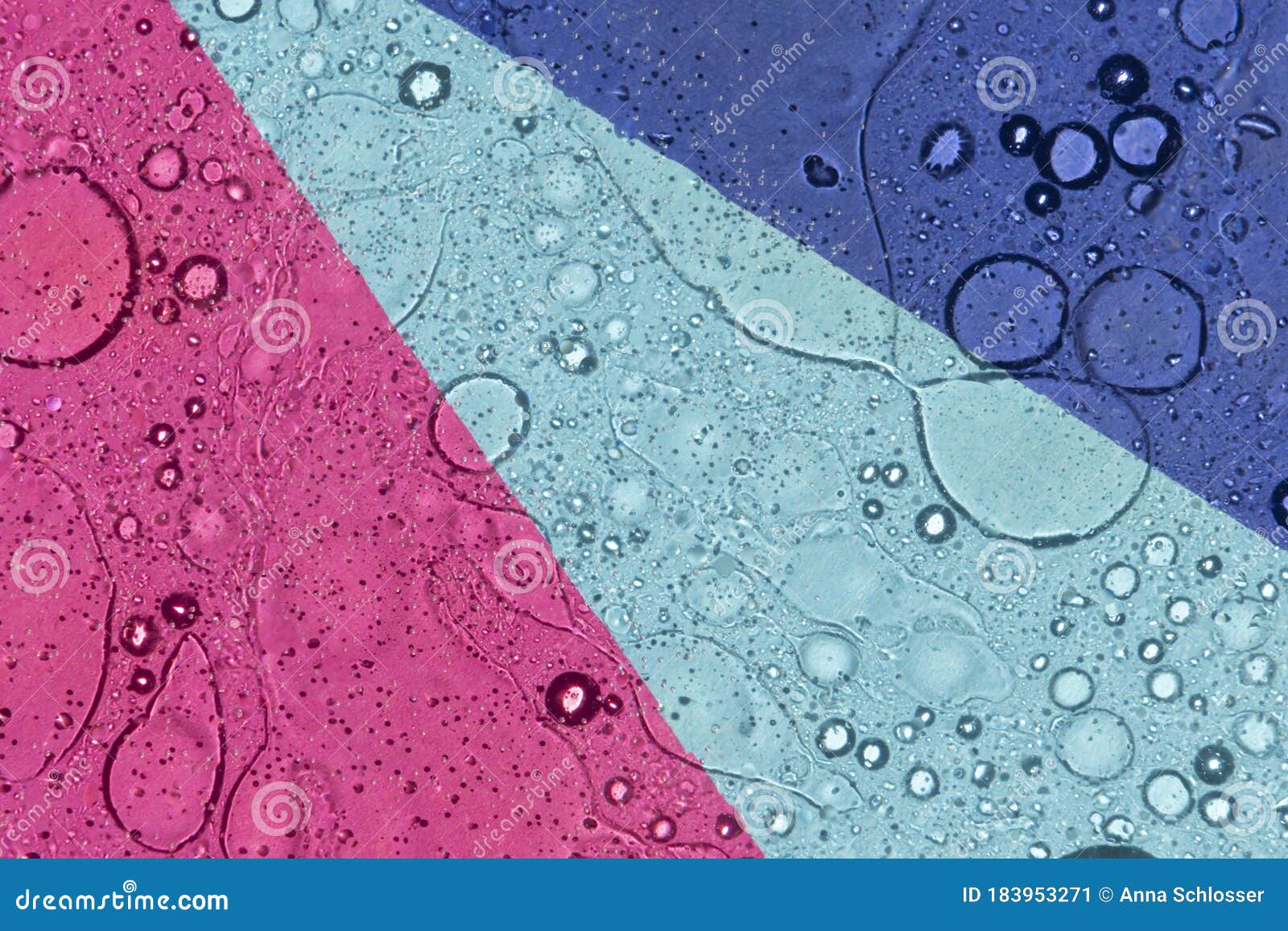 Oil Spill Texture on Pink and Blue Colorblock Background Stock Image ...