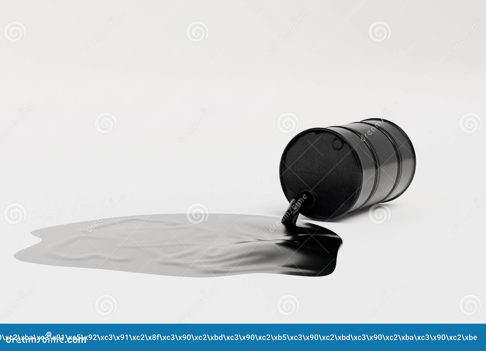 Oil Spilling from a Black Barrel on a White Background. Copy Paste ...