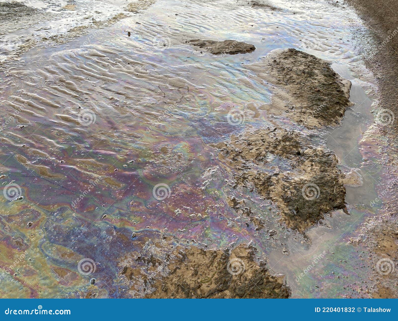 Oil spills on the sand stock photo. Image of industry - 220401832
