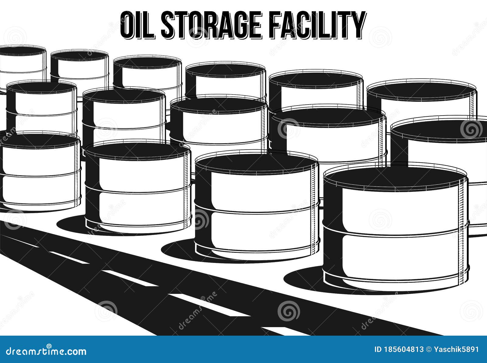 Oil Storage Facility Composition with Road. Industrial Facilities Tanks ...