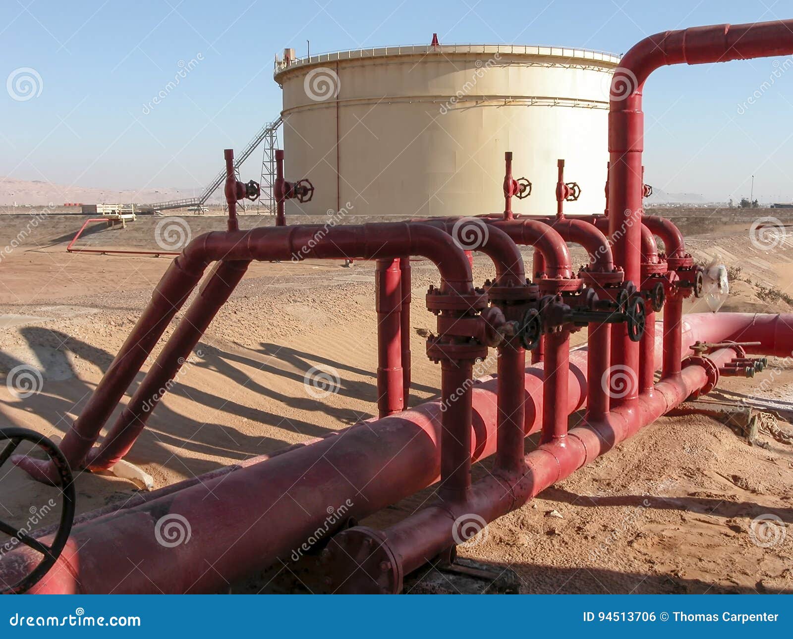 Oil Storage Tank and Pipework in Facility in Sinai Stock Photo - Image ...