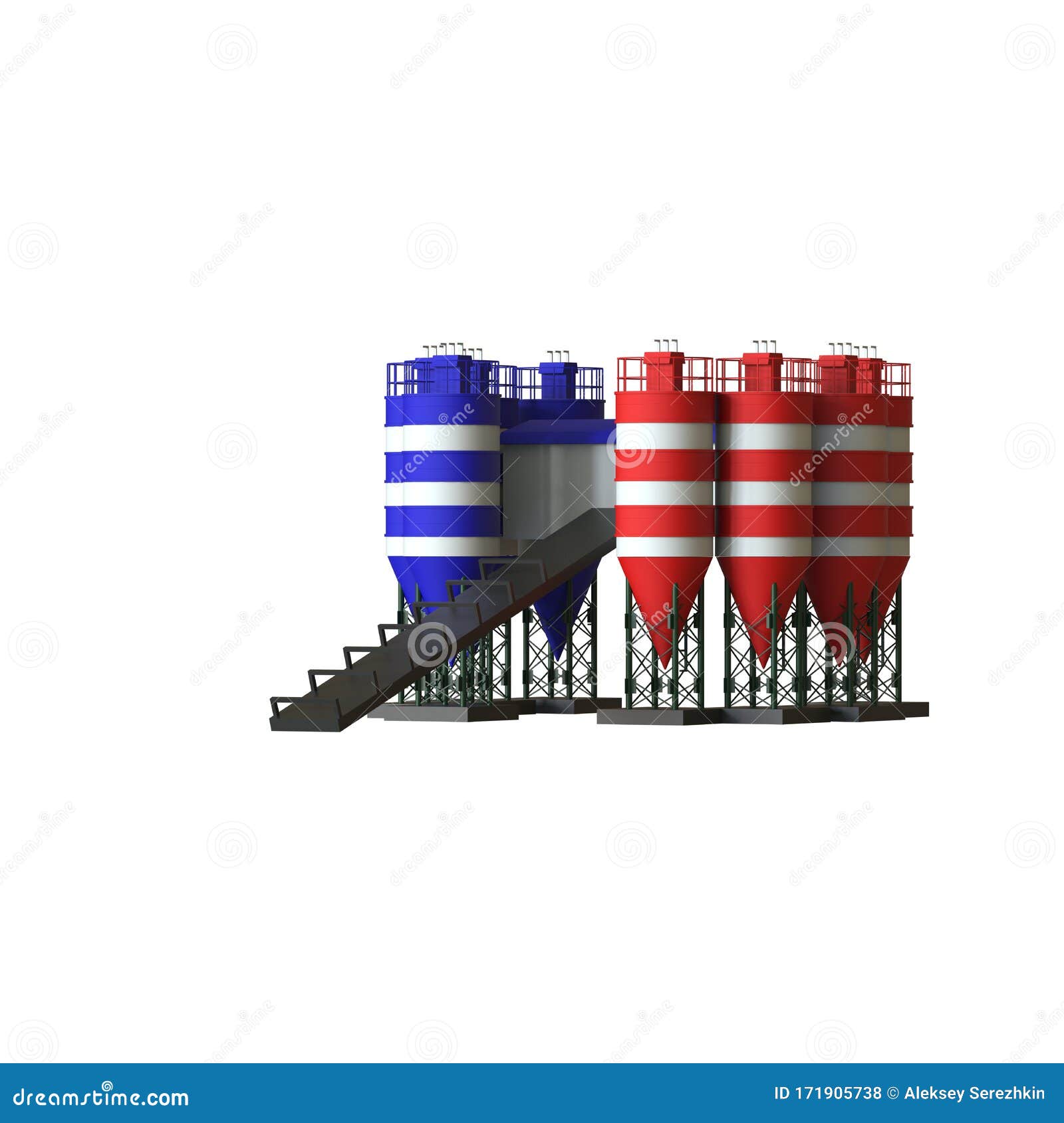Oil Storage Tanks on a White Background. Isolate Stock Illustration ...