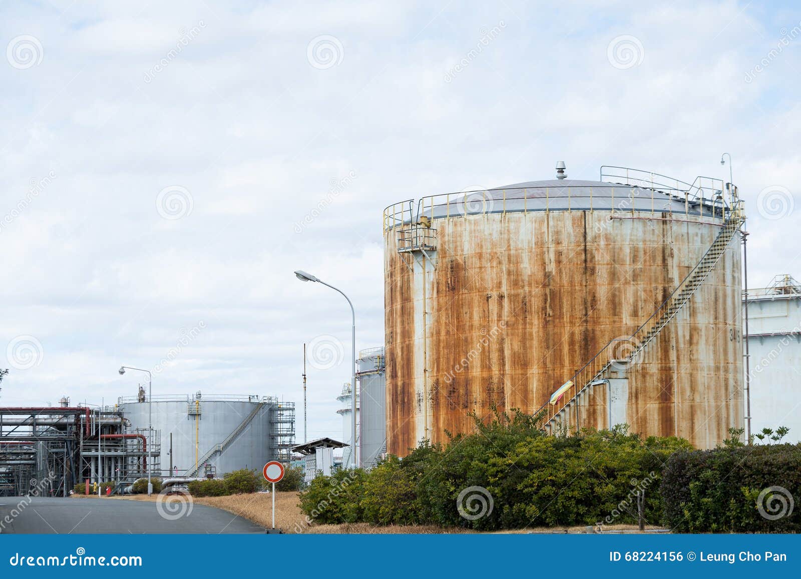 Oil tank in factory stock photo. Image of business, blue - 68224156