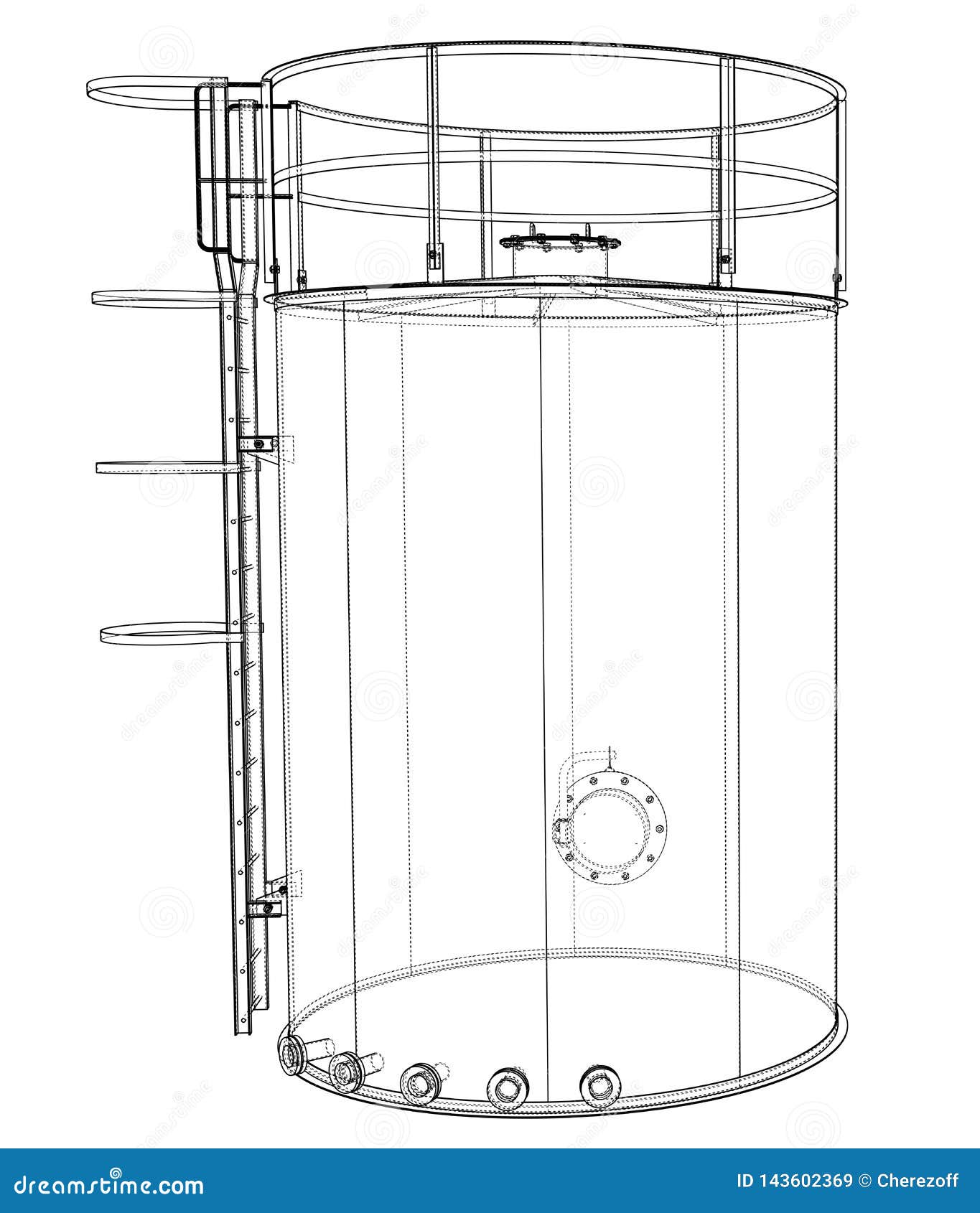 Oil Tank Outline. Vector Rendering of 3d Stock Vector - Illustration of ...