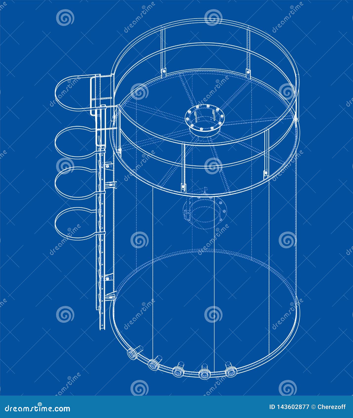 Oil Tank Outline. Vector Rendering of 3d Stock Vector - Illustration of ...