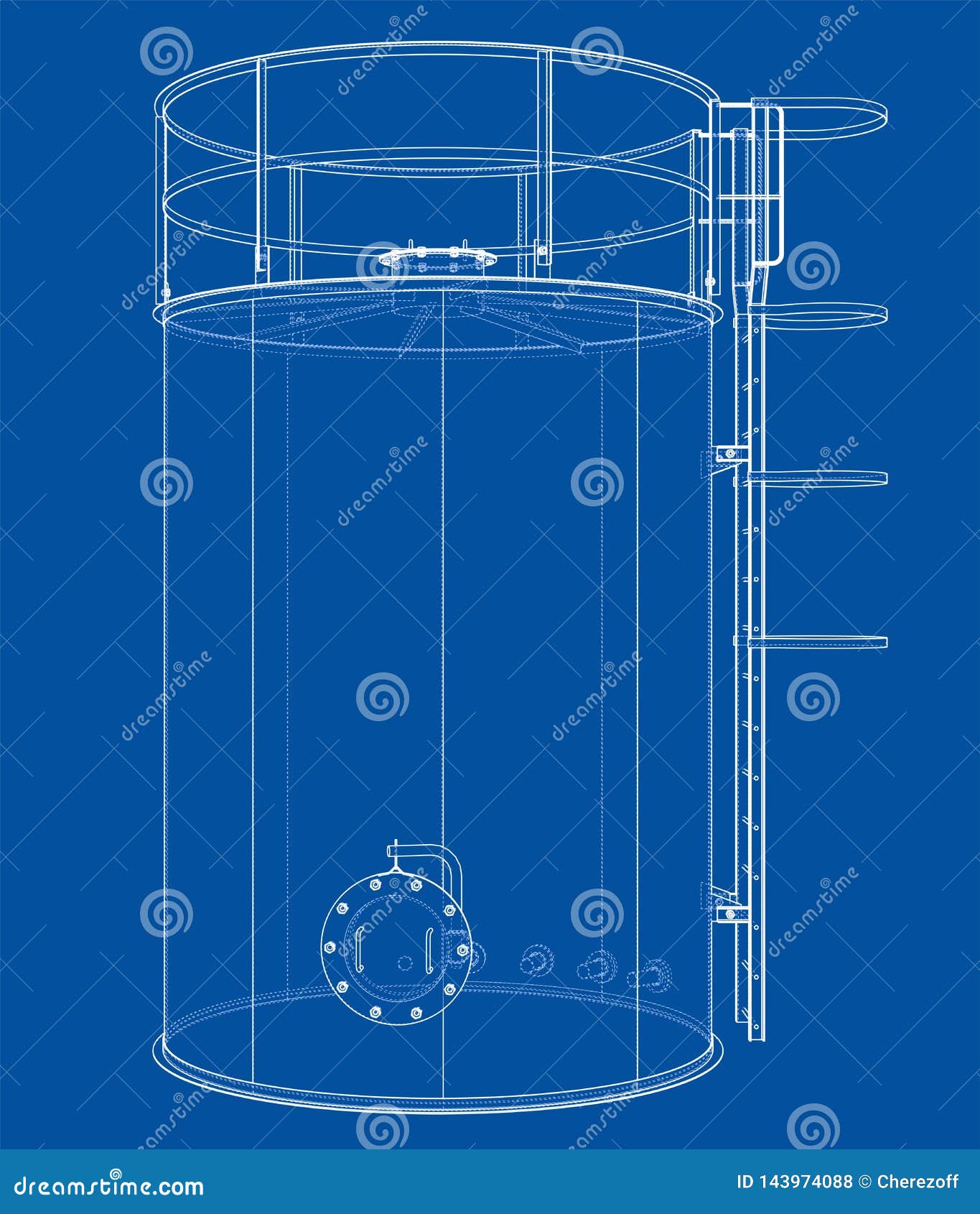Oil Tank Outline. Vector Rendering of 3d Stock Vector - Illustration of ...