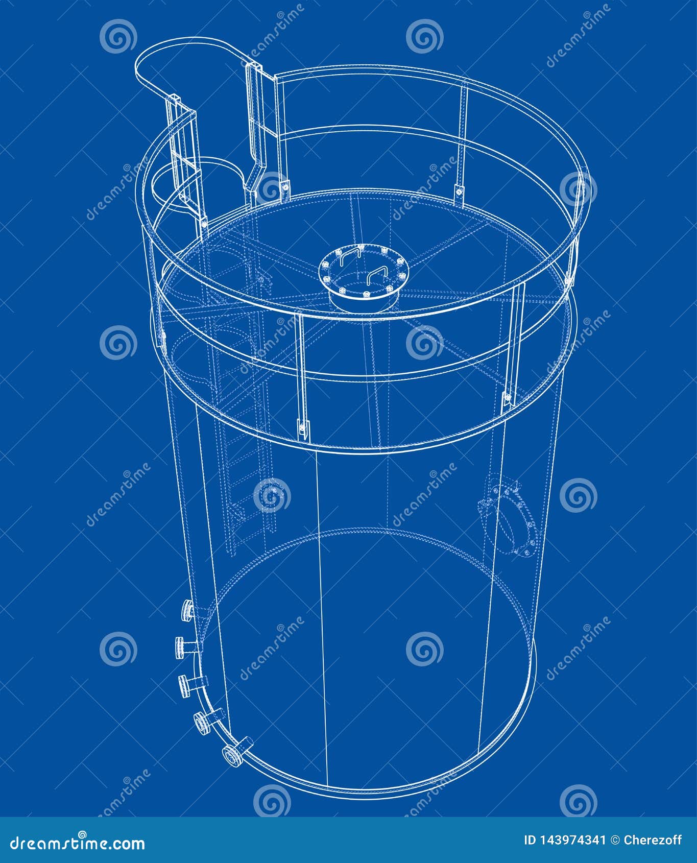 Oil Tank Outline. Vector Rendering of 3d Stock Vector - Illustration of ...
