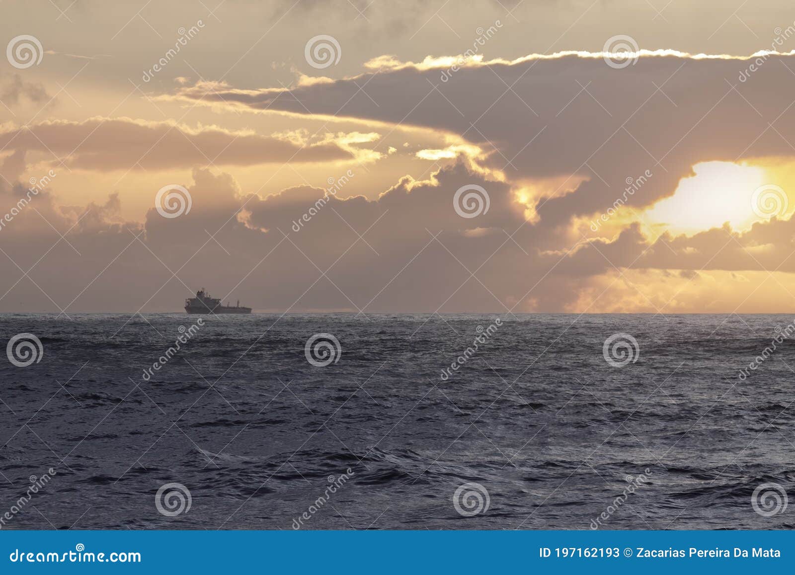 Oil tanker at sunset stock image. Image of commercial - 197162193