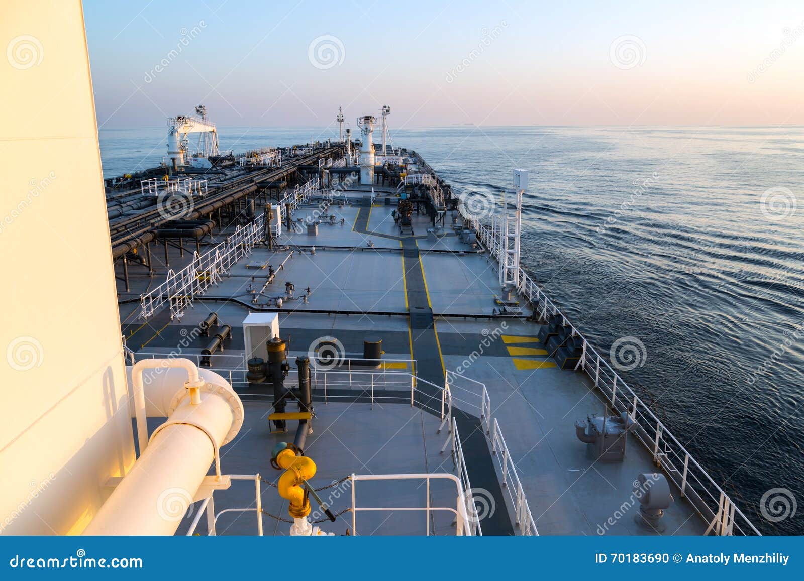 Oil Tanker Deck during Sunset. Stock Photo - Image of metal, background ...