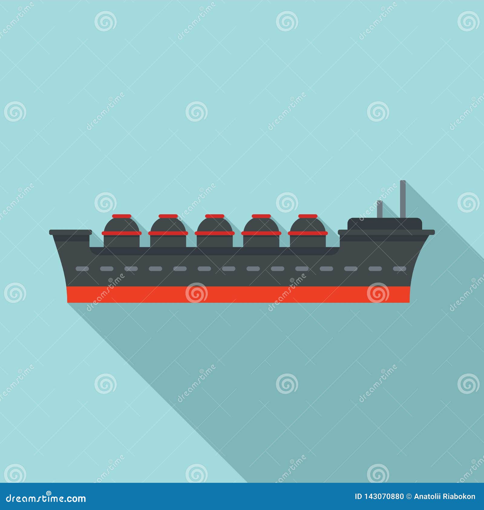 Oil Tanker Ship Icon, Flat Style Stock Vector - Illustration of ship ...
