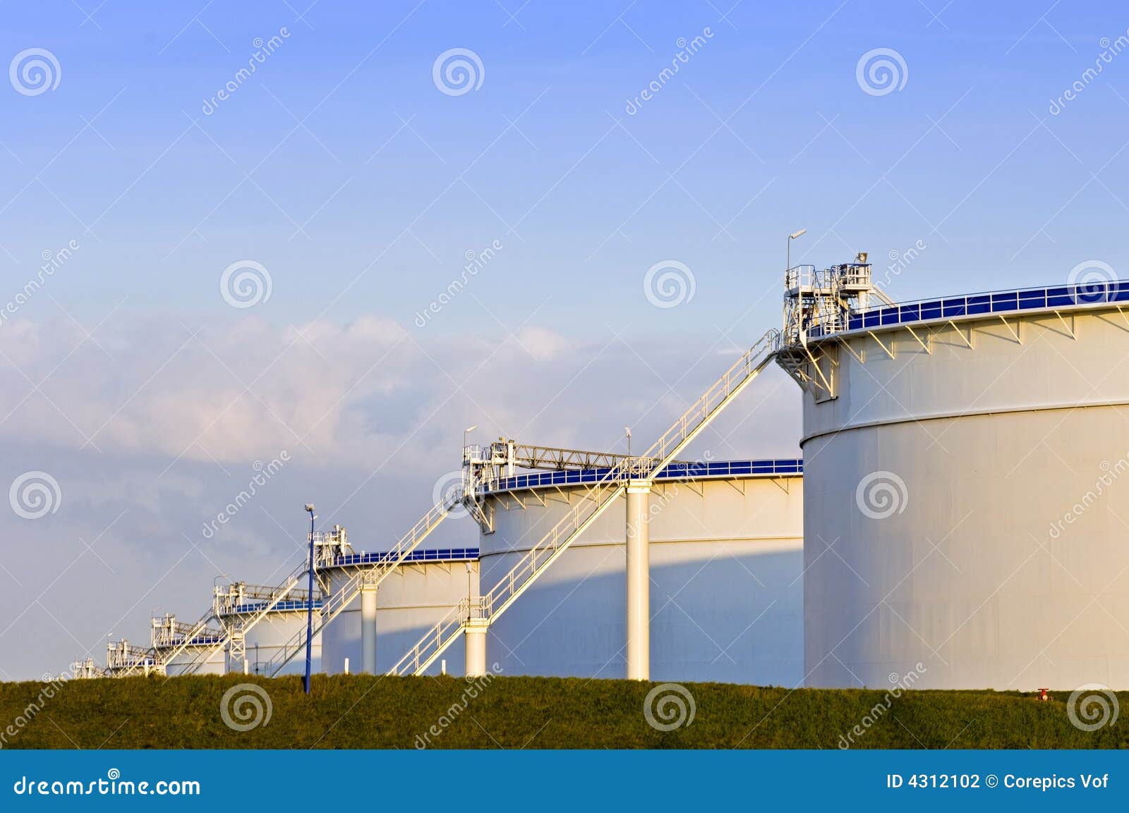 Oil tanks stock photo. Image of hillock, shadows, lamp - 4312102