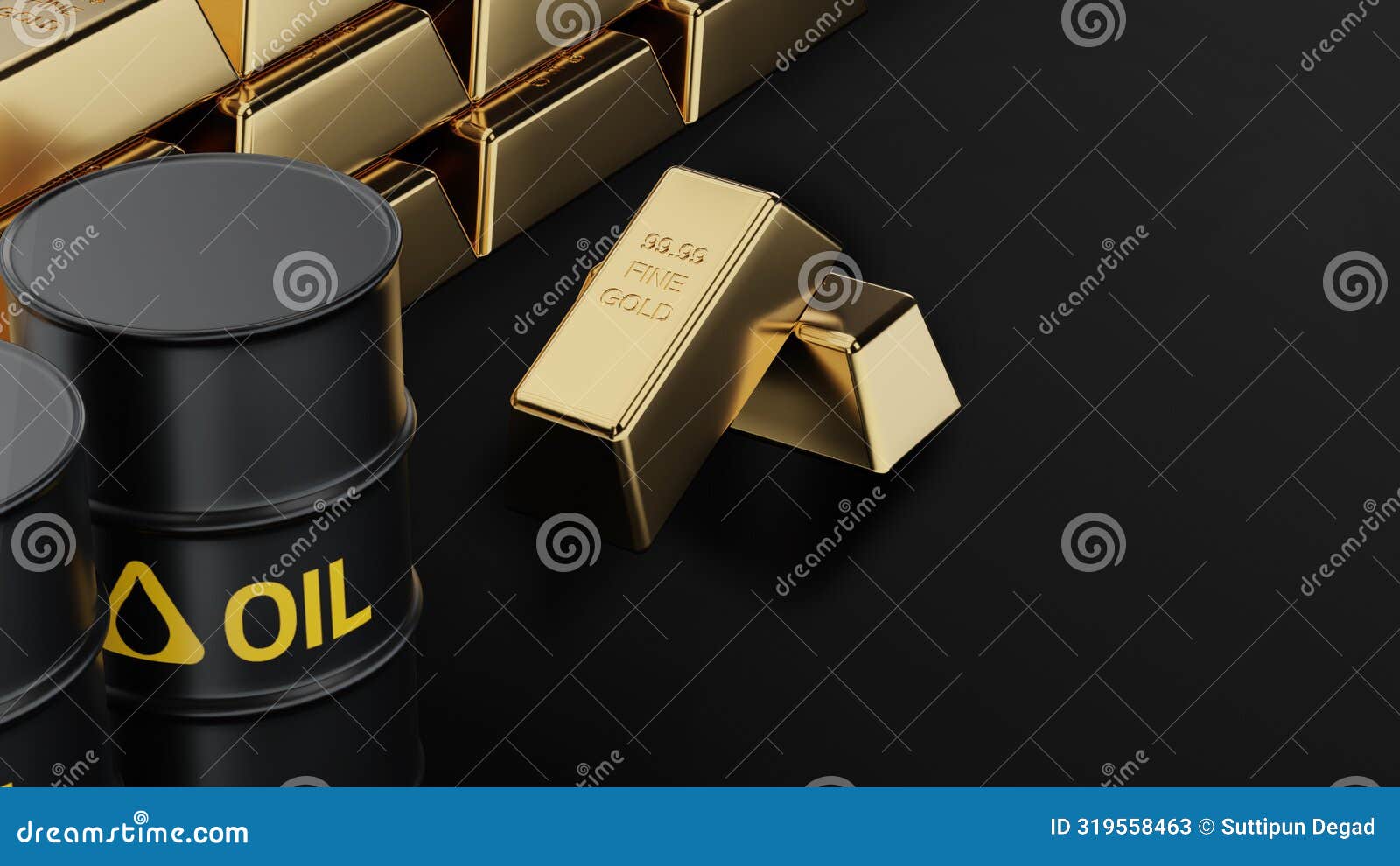 Oil Tanks and Gold Bricks. Content with Blender 3d Application and ...