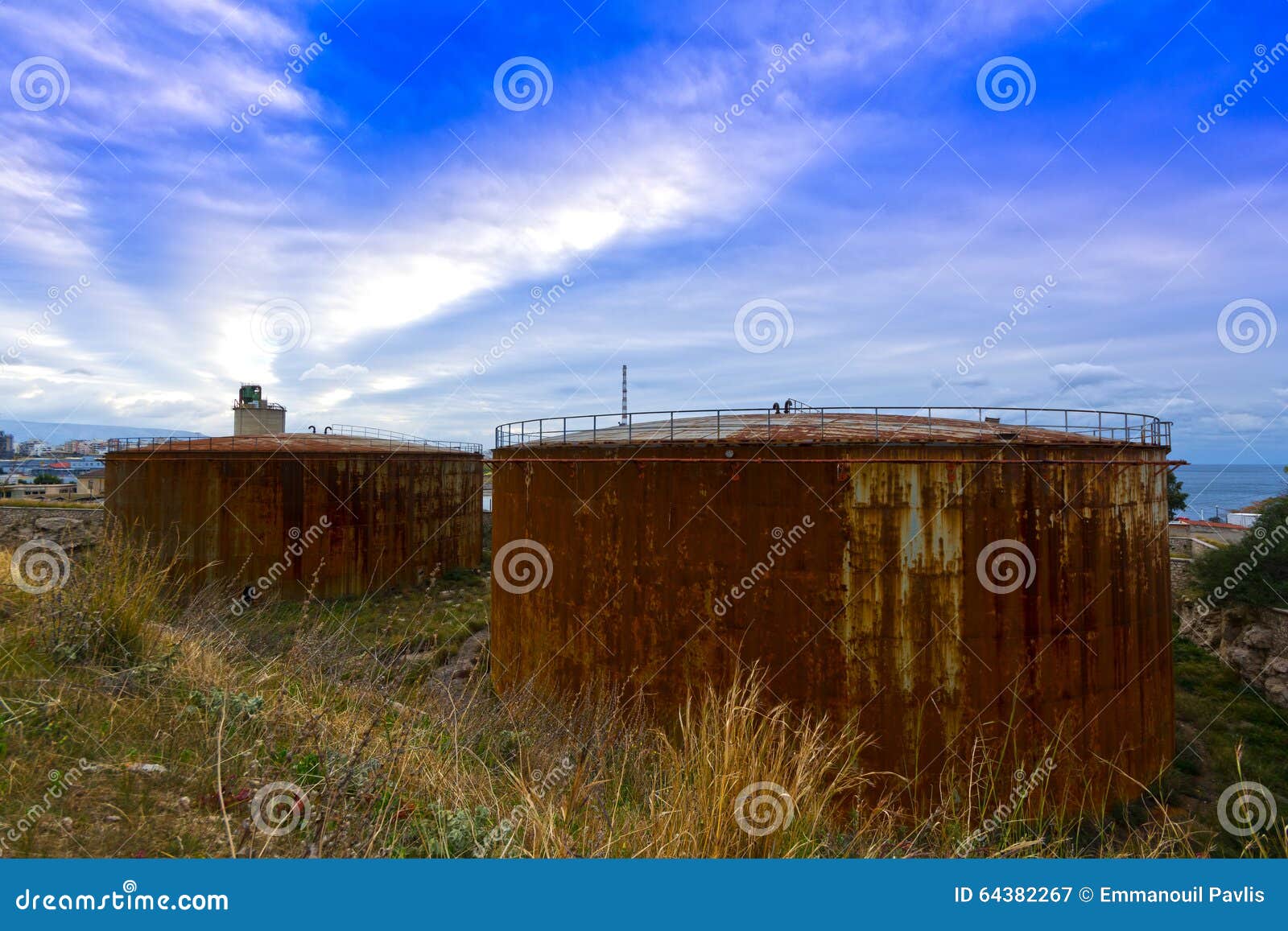 Oil tanks stock image. Image of clouds, bankrupt, details - 64382267