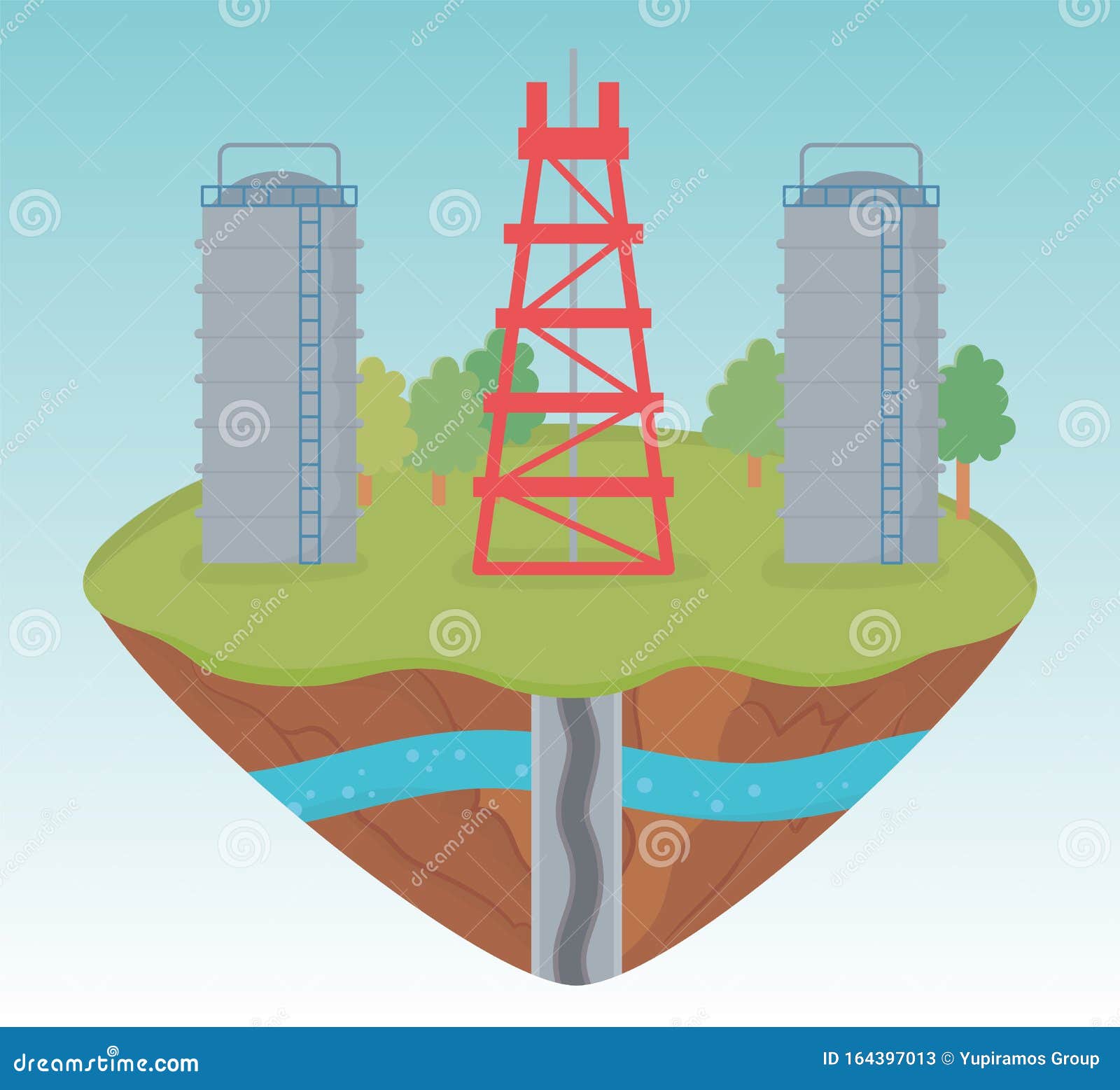 Oil Tower Tanks Storage Process Exploration Fracking Stock Vector ...