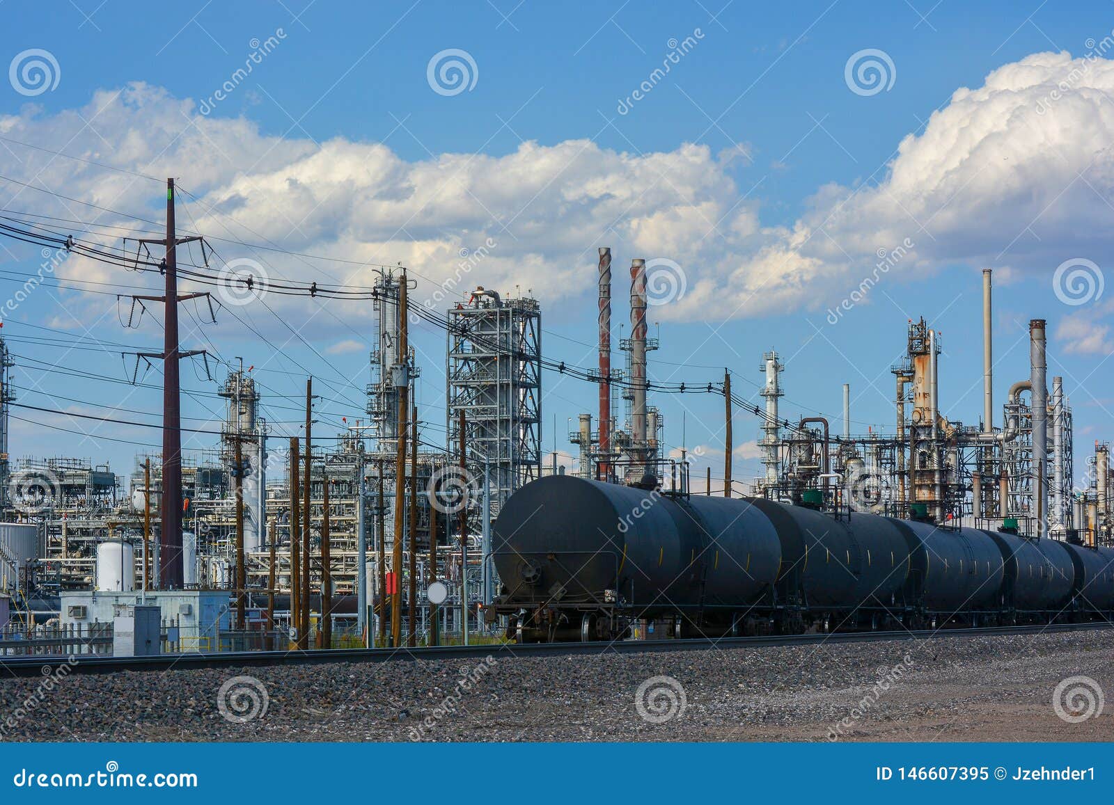 Oil Train on Tracks Next To a Refinery Stock Image - Image of industry ...