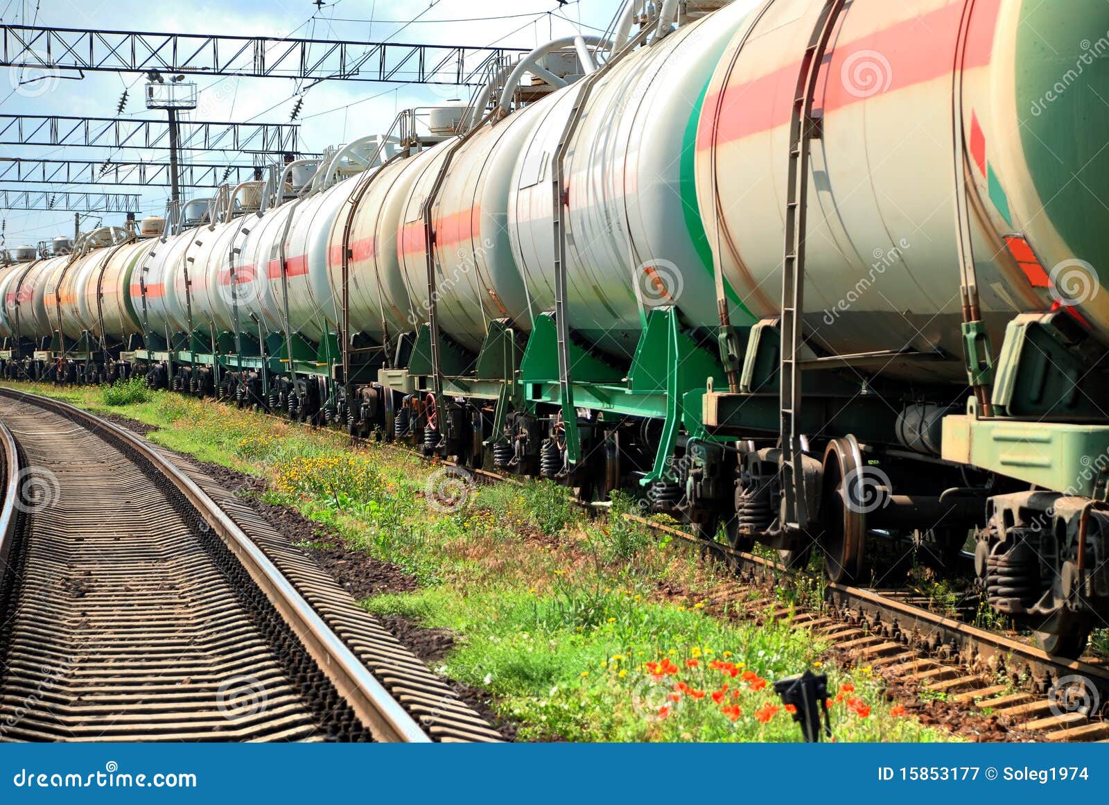 Oil Transportation in Tanks by Rail Stock Image - Image of petrol ...