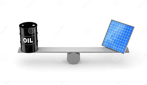 Oil vs Solar Panels stock illustration. Illustration of ecology - 33920040