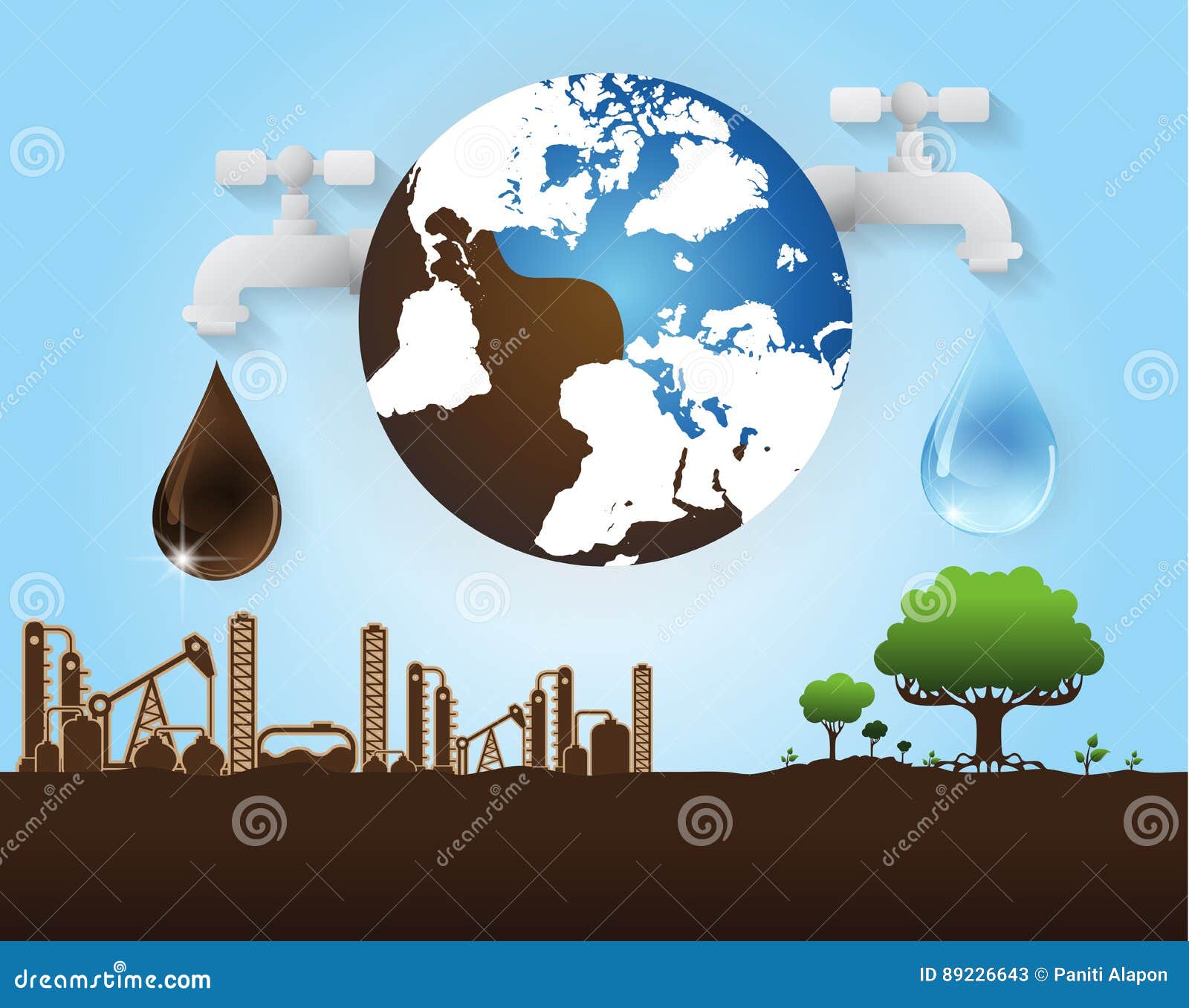 Oil Extraction And Processing Cartoon Vector | CartoonDealer.com #32988091