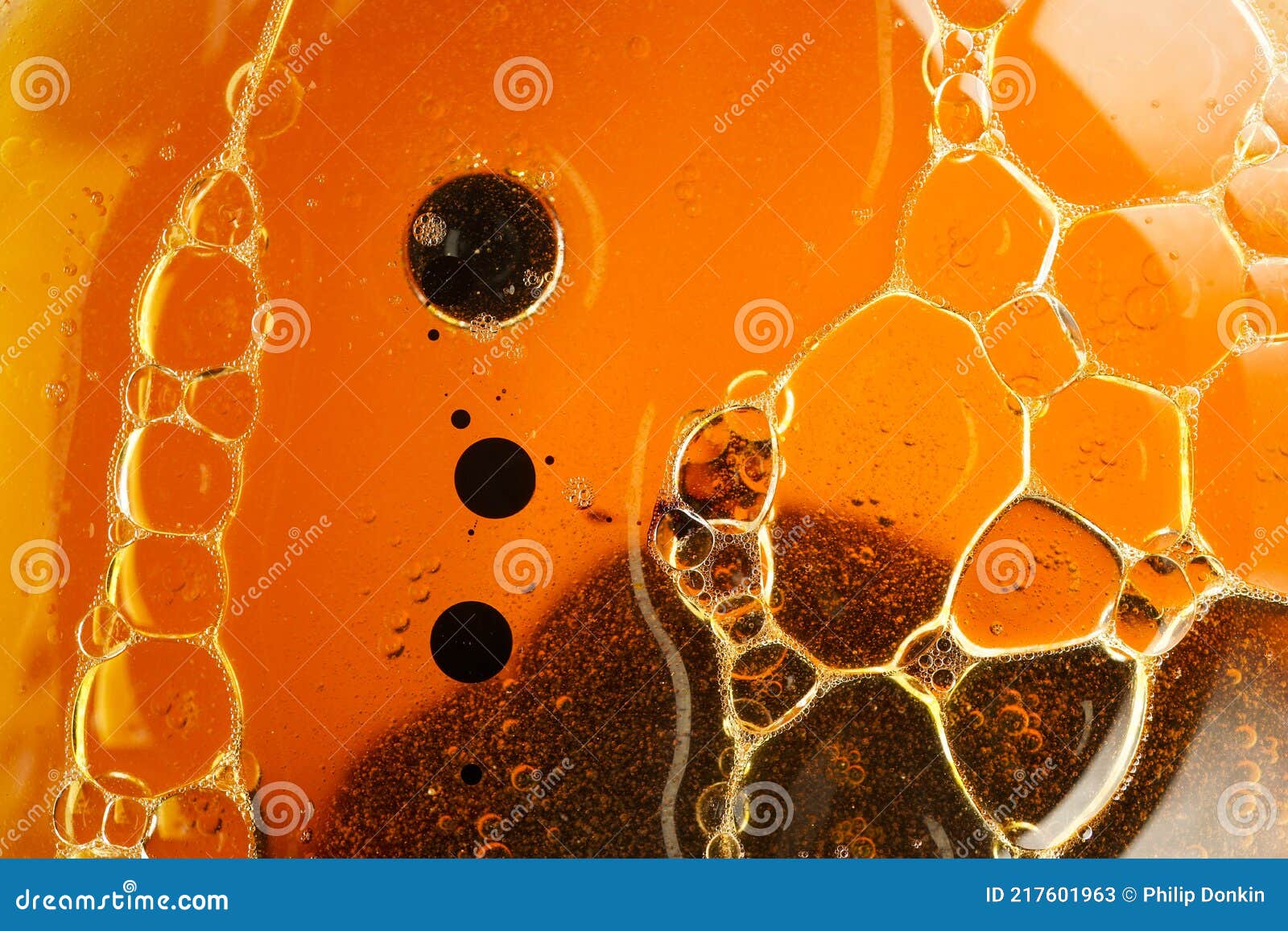 Oil and Water Patterns Randomly Created Due To Oil Being Lighter Than ...