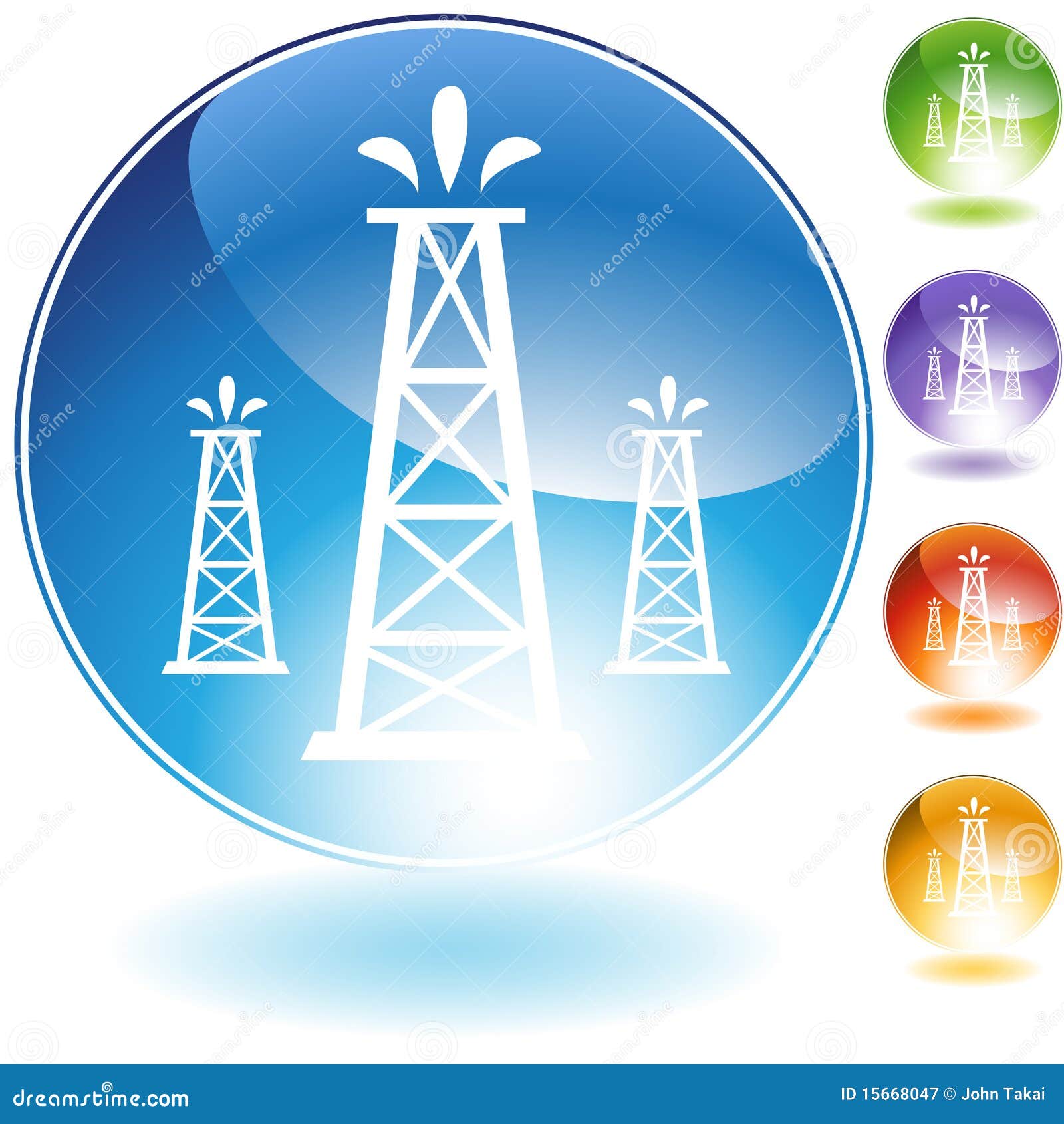 Oil Gushing From The Tower Icon, Outline Style Vector Illustration ...