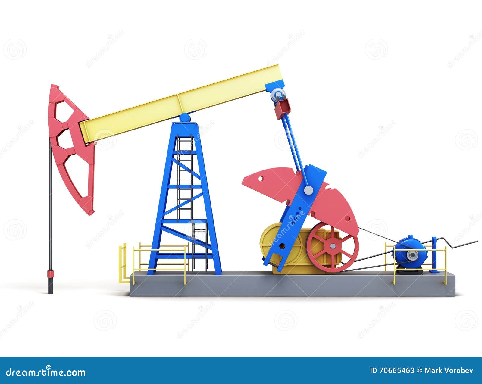 Oil Well Pump Isolated on White Background. Side View Stock ...