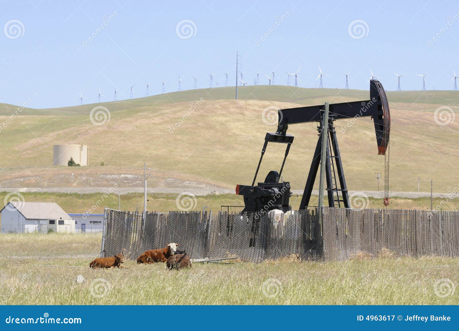 Oil Well Pump with Wind Generators Stock Image - Image of power ...