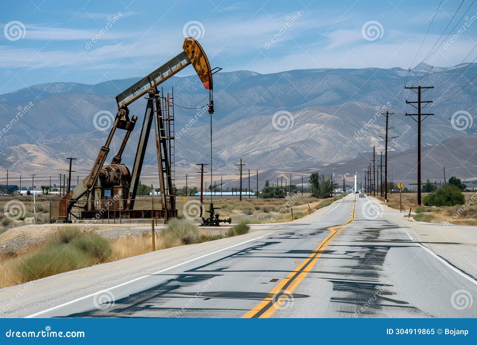 Oil Wells By The Roadside Infrastructure. AI Generative Royalty-Free ...