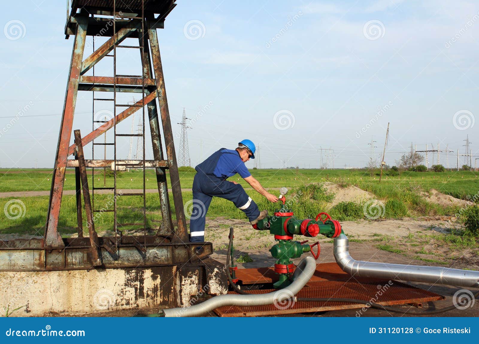 Oil worker check pipeline stock photo. Image of oilfield - 31120128